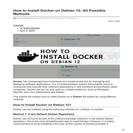 How To Install Docker On Debian 12 All Possible Methods Pdf