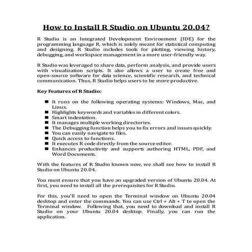 How to Install R Studio on Ubuntu 20.04? | Simple Guidelines | PDF