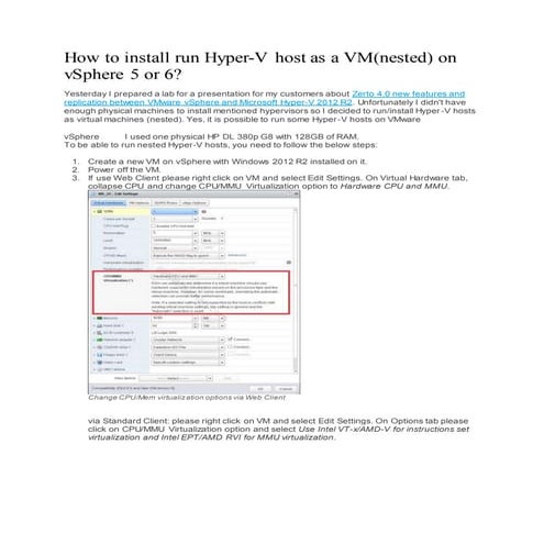 How to install/run Hyper-V host as a VM(nested) on vSphere 5 or 6? | DOCX
