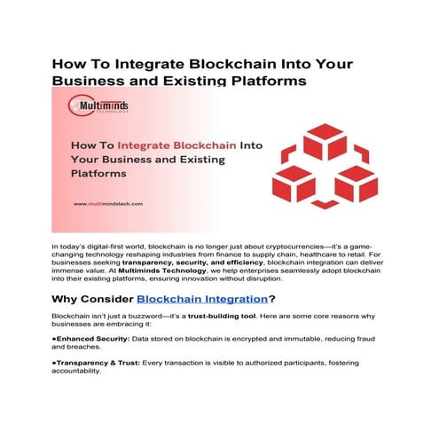 How To Integrate Blockchain Into Your Business and Existing Platforms.ppt