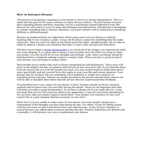 How to interpret dreams | PDF