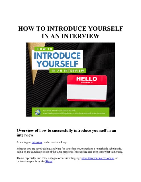 How to Introduce Yourself in Interviews | PPT