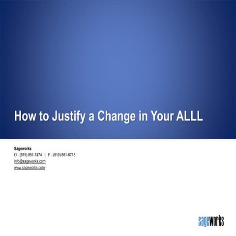 How to Justify a Change in Your ALLL | PPT