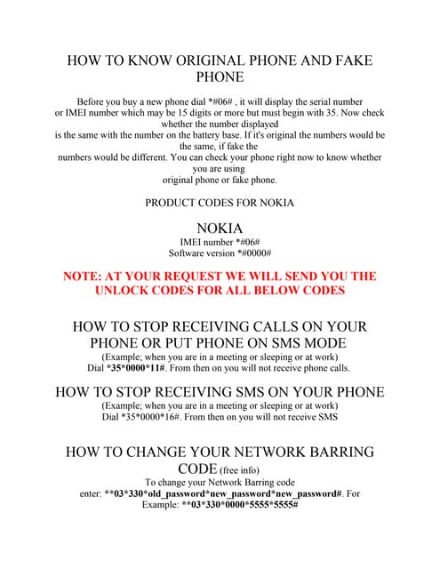 All nokia master codes | RTF