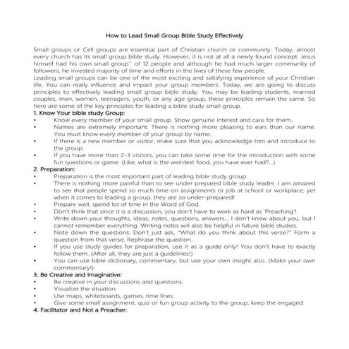 How to lead small group bible study effectively | PDF