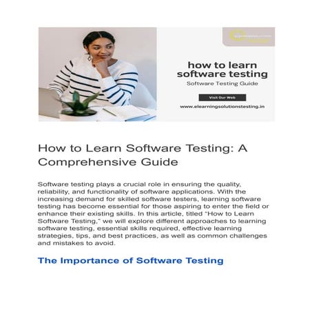 How To Learn Software Testingpdf