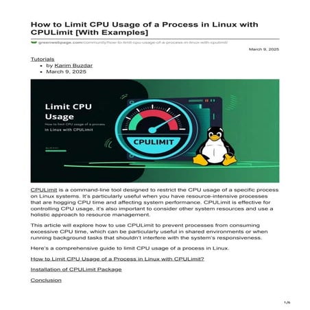 How to Limit CPU Usage of a Process in Linux with CPULimit With Examples.pdf