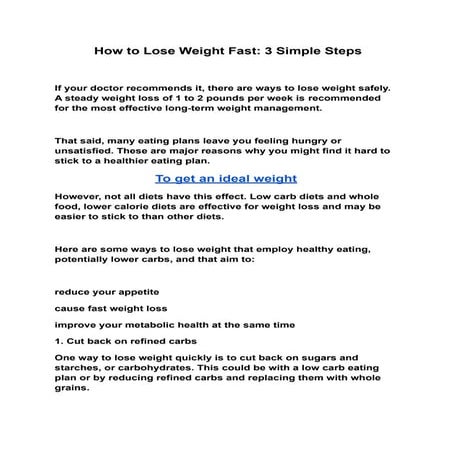 How to lose weight fast 3 simple steps | PDF