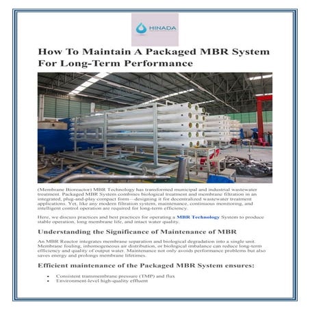How To Maintain A Packaged MBR System For Long-Term Performance | PDF