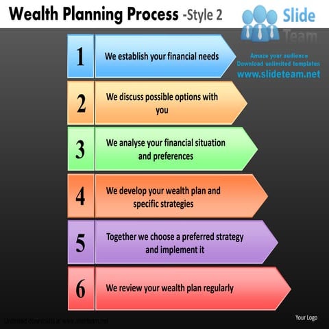 How to make 6 stage wealth planning process list with arrows power ...