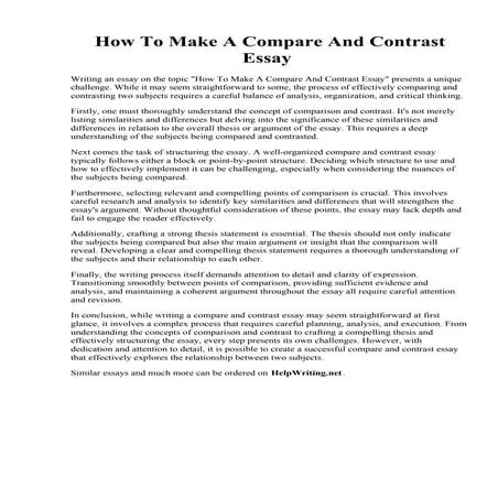 How To Make A Compare And Contrast Essay | PDF