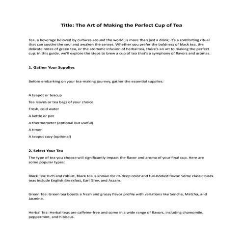 How to make a cup of tea | PDF