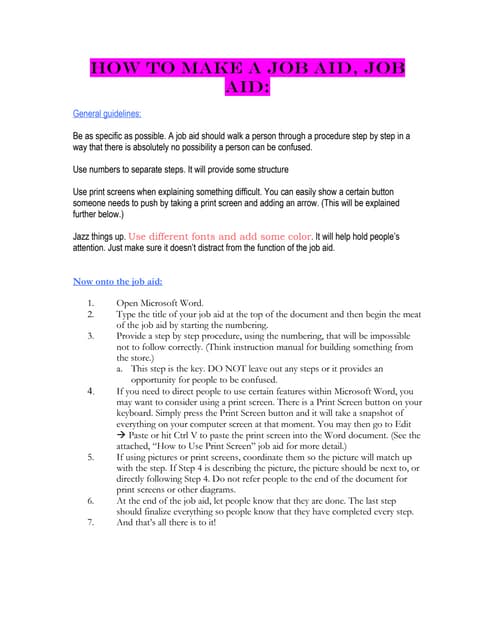 Job Aids | PDF | Resume Writing and Advice | Job Search