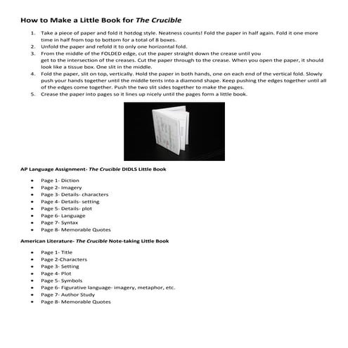 How to make a little book for the crucible | PDF