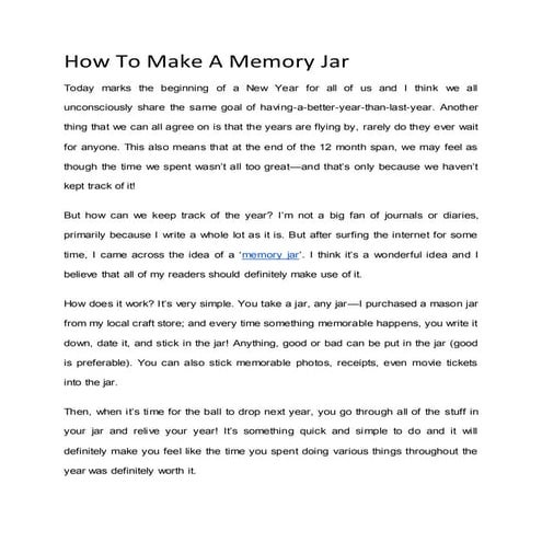 How to make a memory jar | PDF