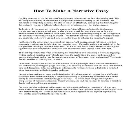How To Make A Narrative Essay. Illinois Wesleyan University | PDF ...