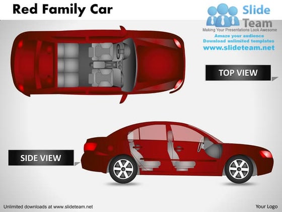 How to make abstract 4 door red car top view power point slides and ppt ...