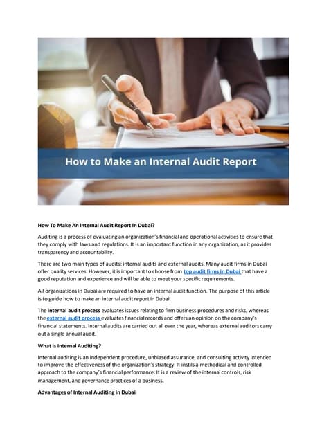 Streamlined Internal Auditing in Dubai | PPTX