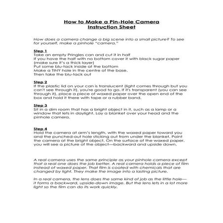 Pinhole Camera Directions