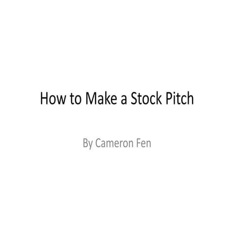 How to Make a Stock Pitch | PPT
