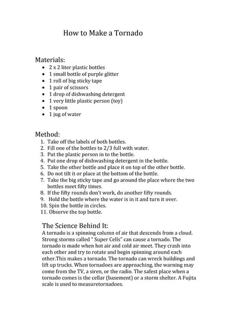 How to make a tornado in a bottle | PDF