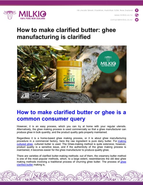 Assignment - Preparation Method of ghee practical | PDF