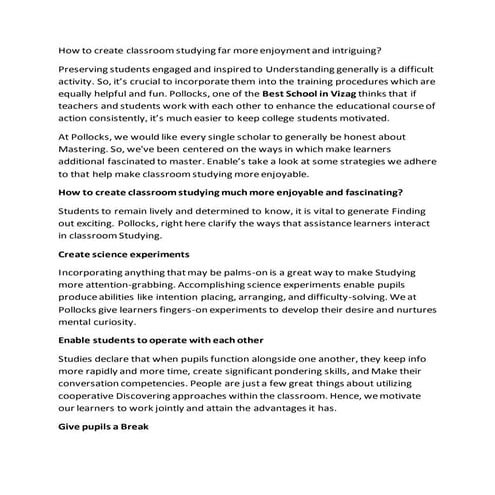 How to make classroom learning more fun and interesting | DOCX