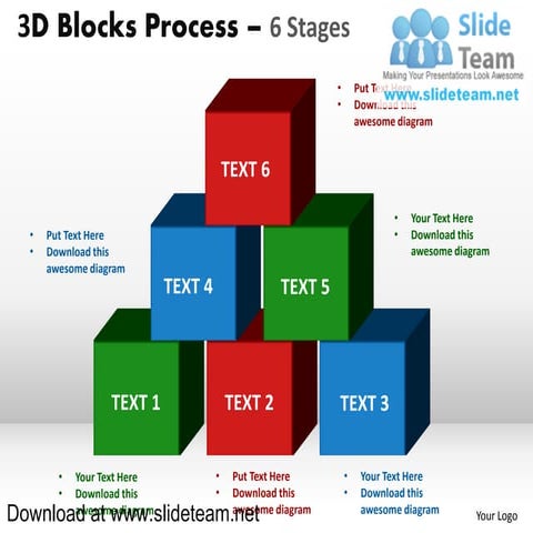 How to make create 3 d blocks cubes squares stacked one on top of another process process 6 ...