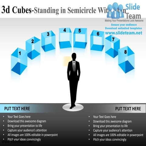 How to make create 3d cubes building blocks stacked in semicircle 2 powerpoint presentation ...