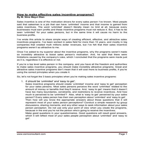 How to make effective sales incentive programs? | PDF