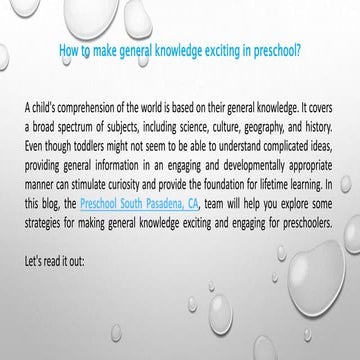 How to make general knowledge exciting in preschool? | PPTX