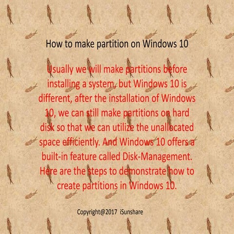 How To Make Partition On Windows 10 Ppt