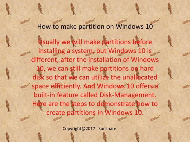 How To Make Partition On Windows 10 Ppt