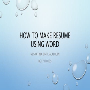 How to make resume using word | PPT