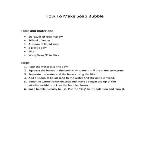 How to make soap bubble by Hafizh and Friends (9C SMPN 4 Bogor) | DOCX