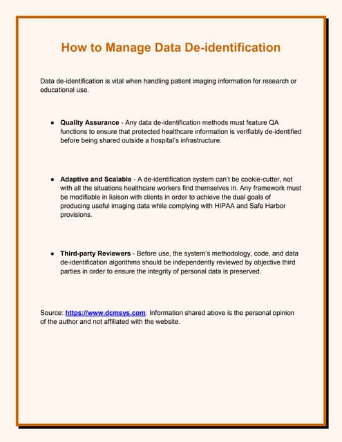 Patient Data De-identification and its Requirements | PDF