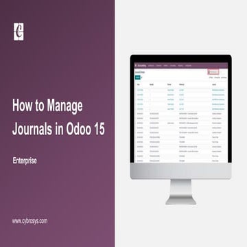 How to Manage Journals in Odoo15 Enterprise Edition | PPTX
