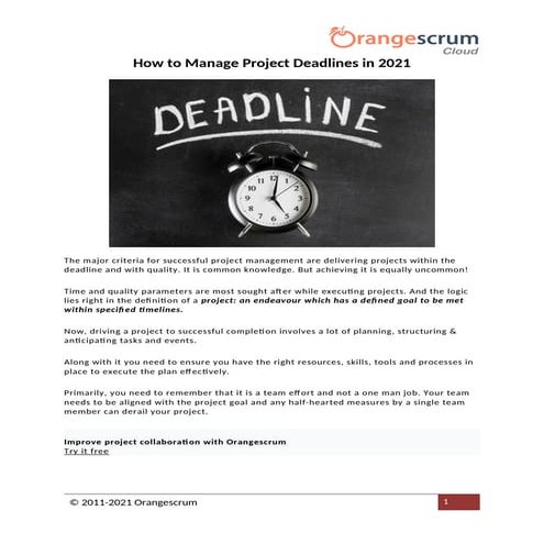How to manage project deadlines in 2021 | PDF | Computer Software and ...