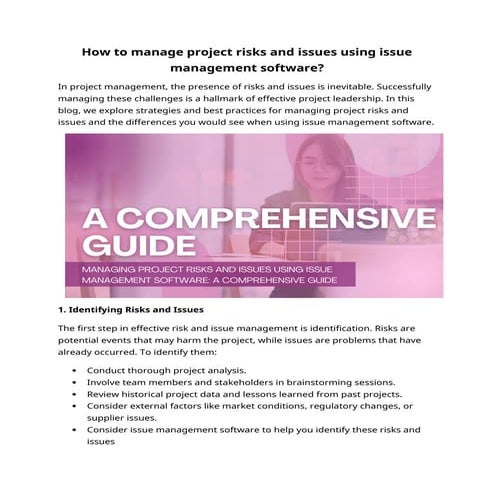 How to manage project risks and issues using issue management software1.docx | Operating Systems ...