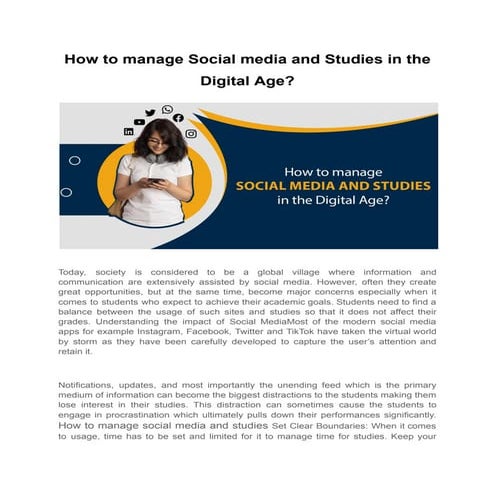 How to manage Social media and Studies in the Digital Age? | PDF