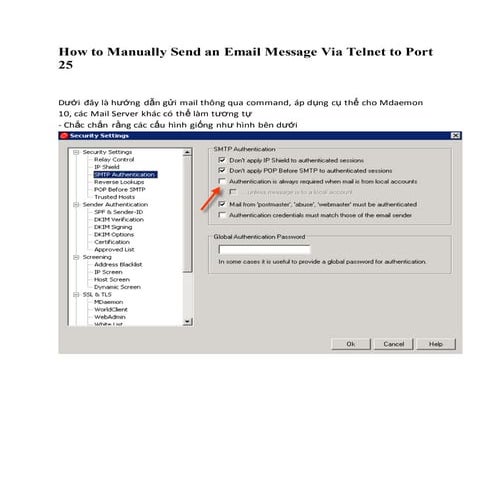 How to manually send an email message via telnet to port 25 | PDF