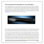 How to maximize sound quality on your dvd player | PDF