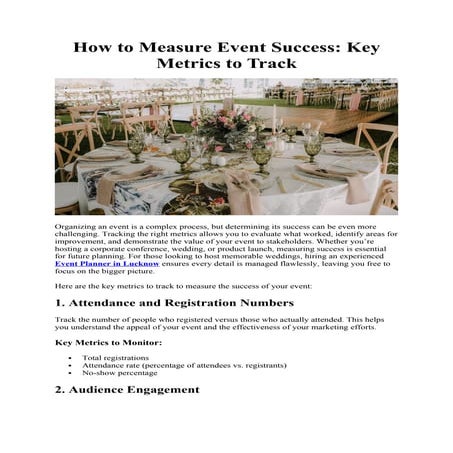 How to Measure Event Success : The Wedding Basket | PDF