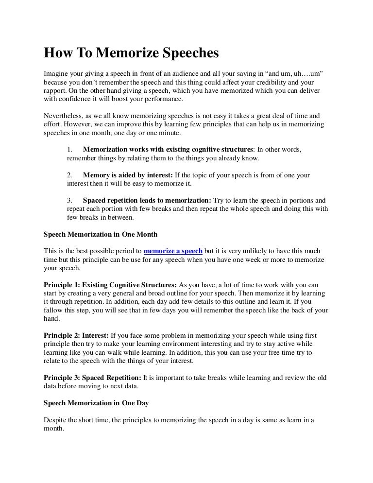 How to memorize speeches