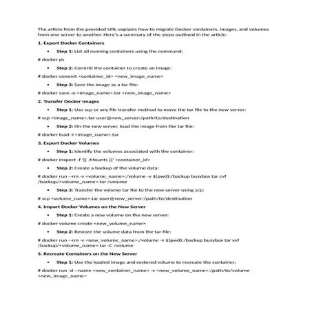 Docker containers migration setup in linux | DOCX