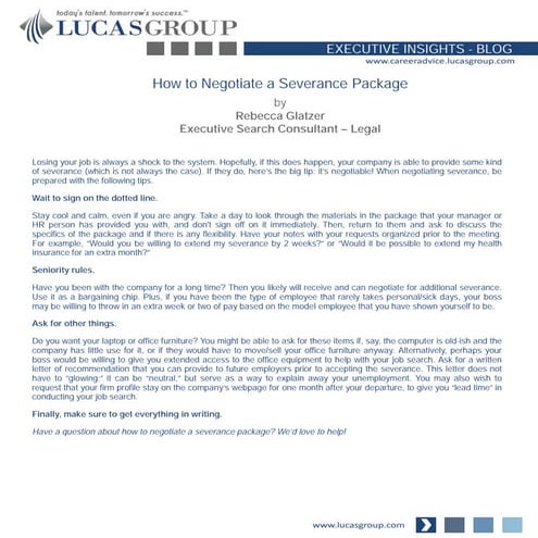 How to Negotiate a Severance Package | PDF