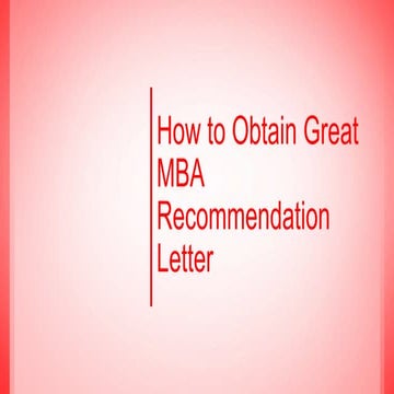 Mastering the MBA Recommendation Letter. | PDF