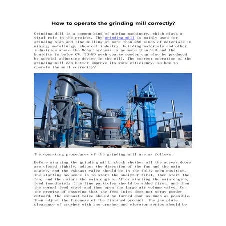 How to operate the grinding mill correctly | PDF