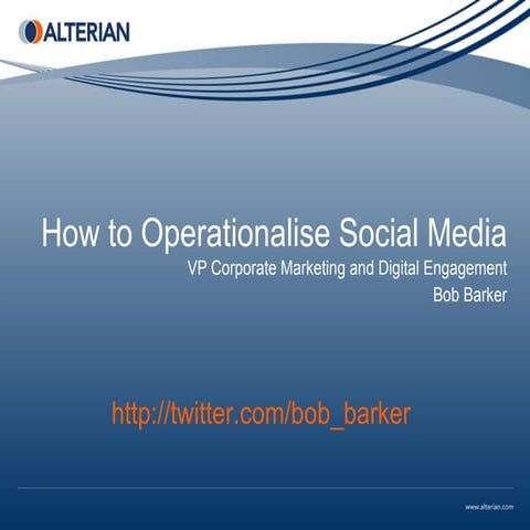 How to operationalize social media tfm&a 2011 | PPT