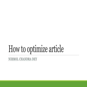 How to optimize article | PPT